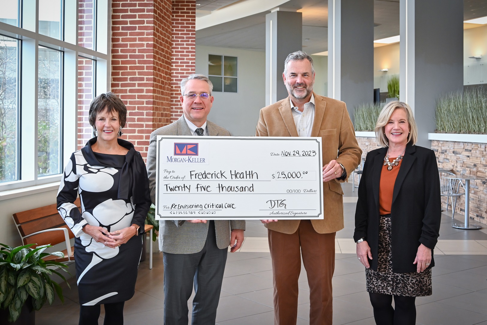 MORGAN-KELLER CONSTRUCTION DONATES $25,000 TO FREDERICK HEALTH
