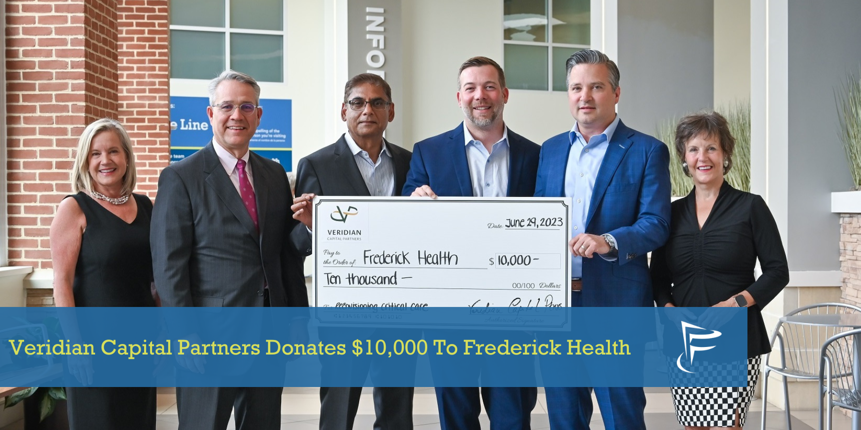 Veridian Capital Partners Donates $10,000 To Frederick Health Veridian Capital Partners Donates $10,000 To Frederick Health