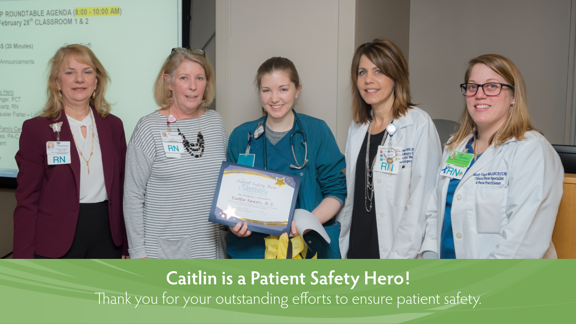 Thank you, Caitlin! - Patient Safety Hero Award Winner.